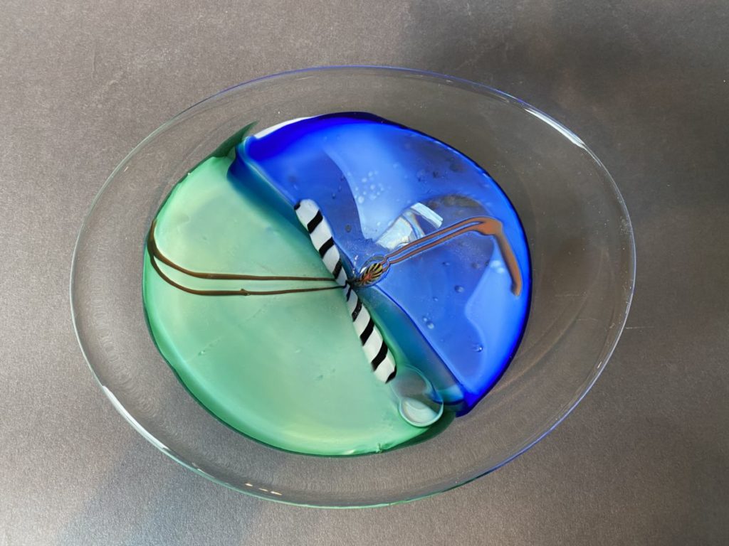 Disc Bowl Blue & Green - James Wilbat Glass Studio